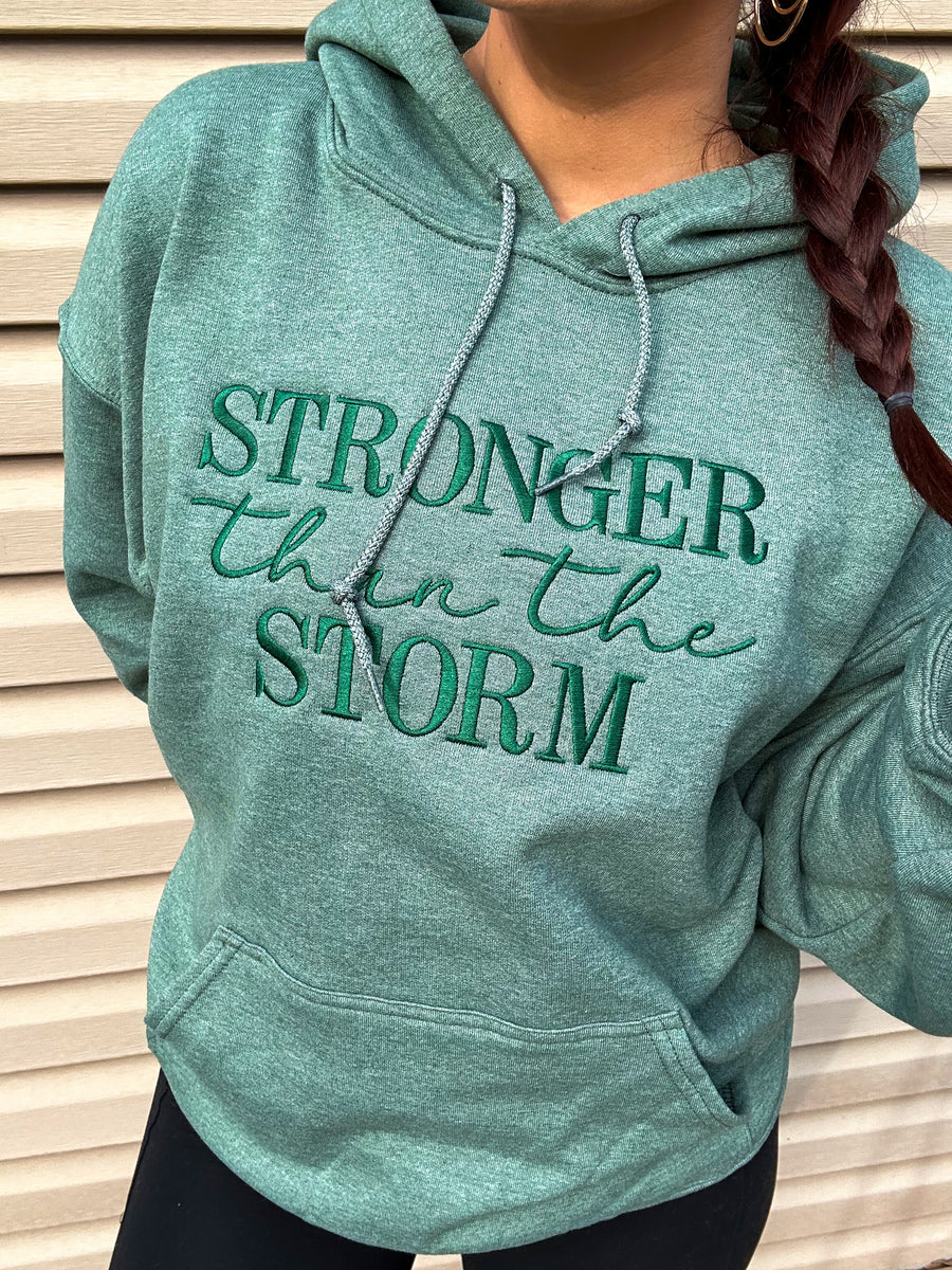 Stronger Than The Storm Embroidered Hoodie – Rebel Rose Ink